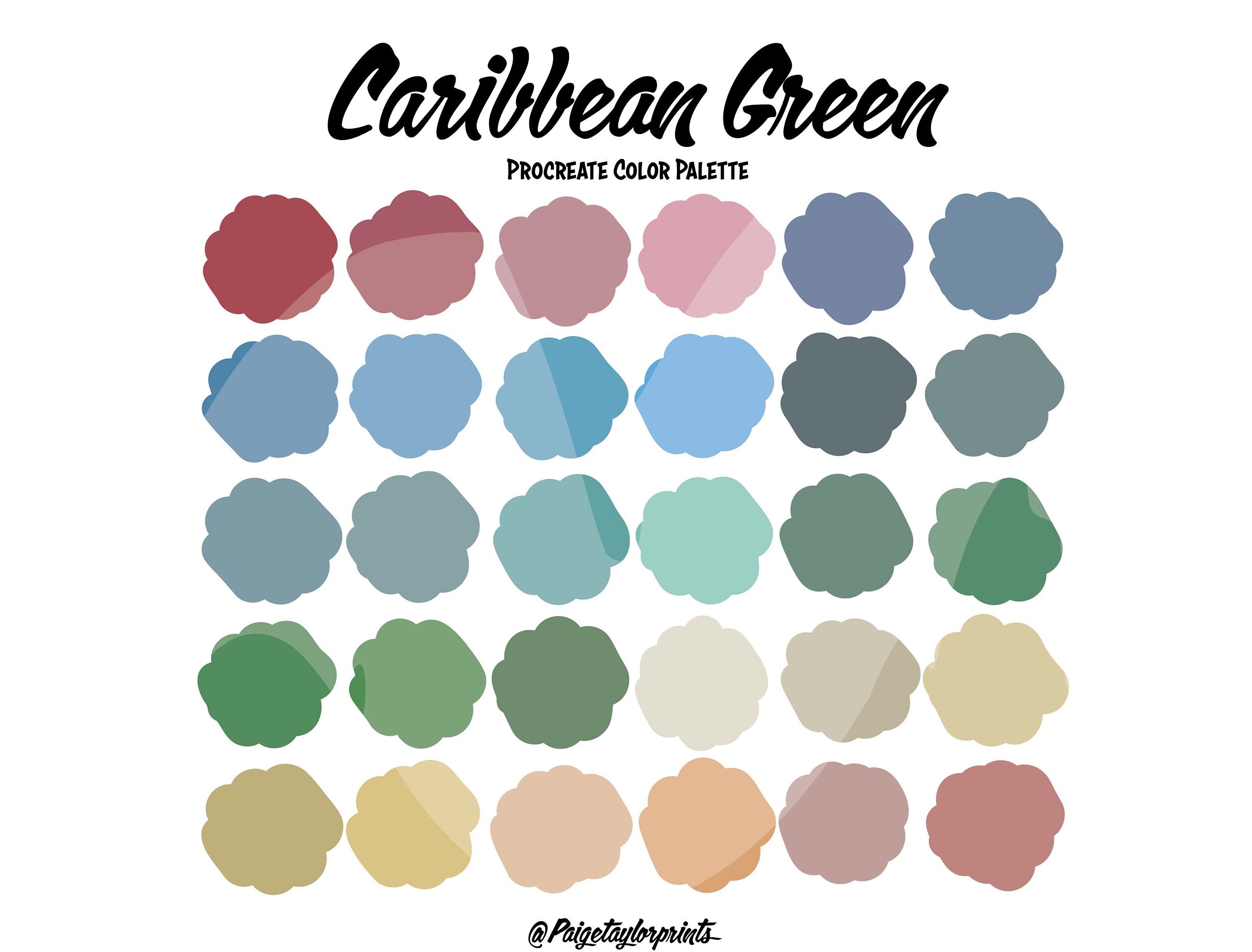 Caribbean Green Procreate Color Palette, Colorful Palette, Color ...