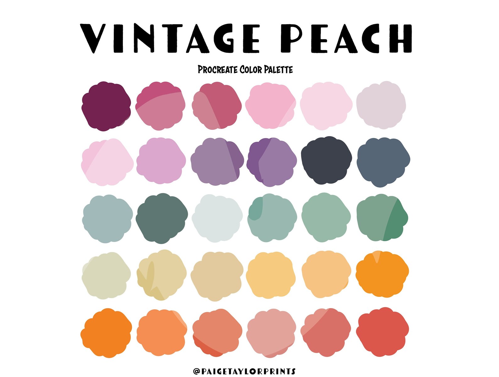 Vintage Peach Procreate Color Palette Colorful Palette Color Palette