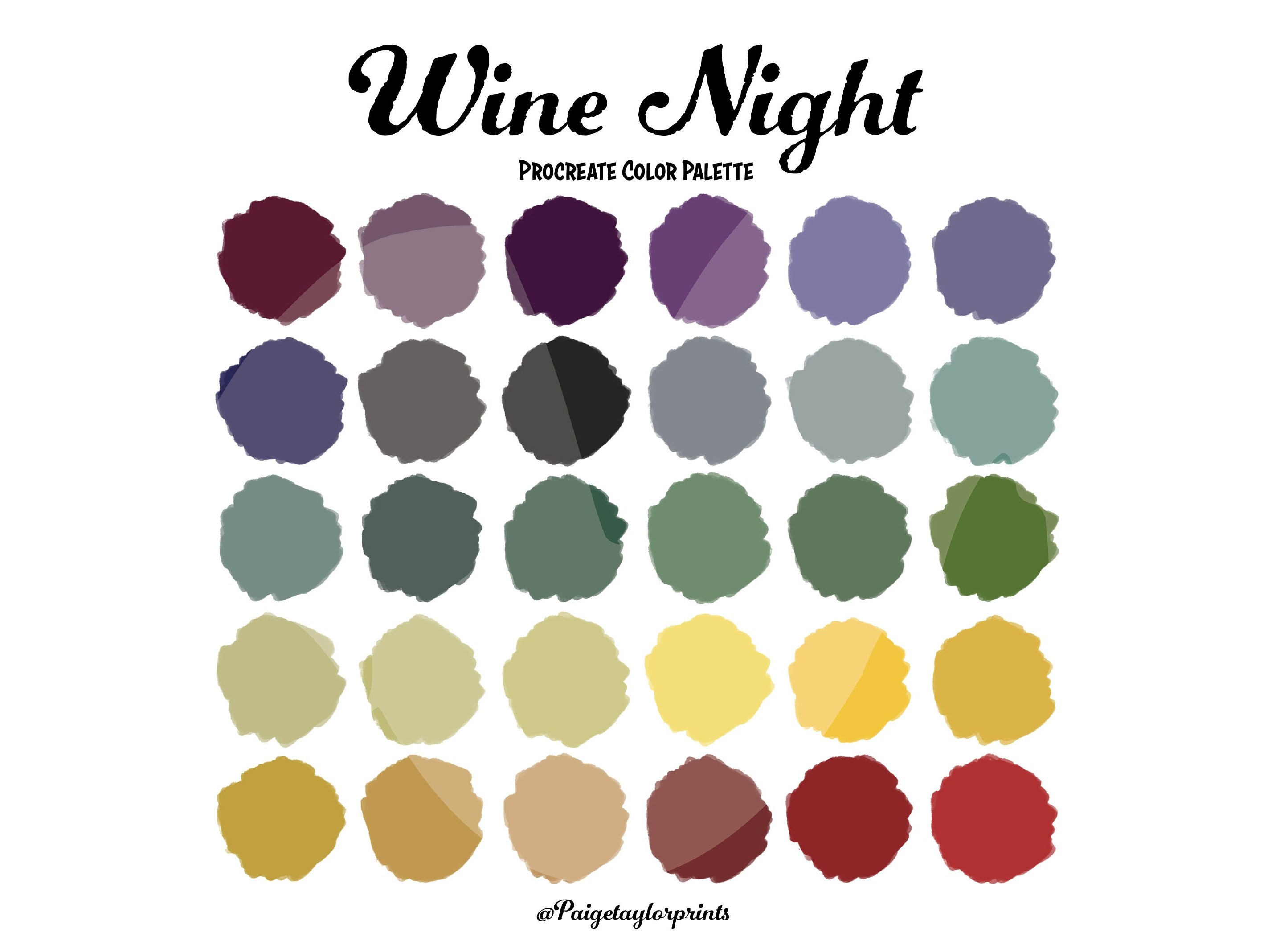 Wine Night Procreate Color Palette, Colorful Palette, Color Palette ...