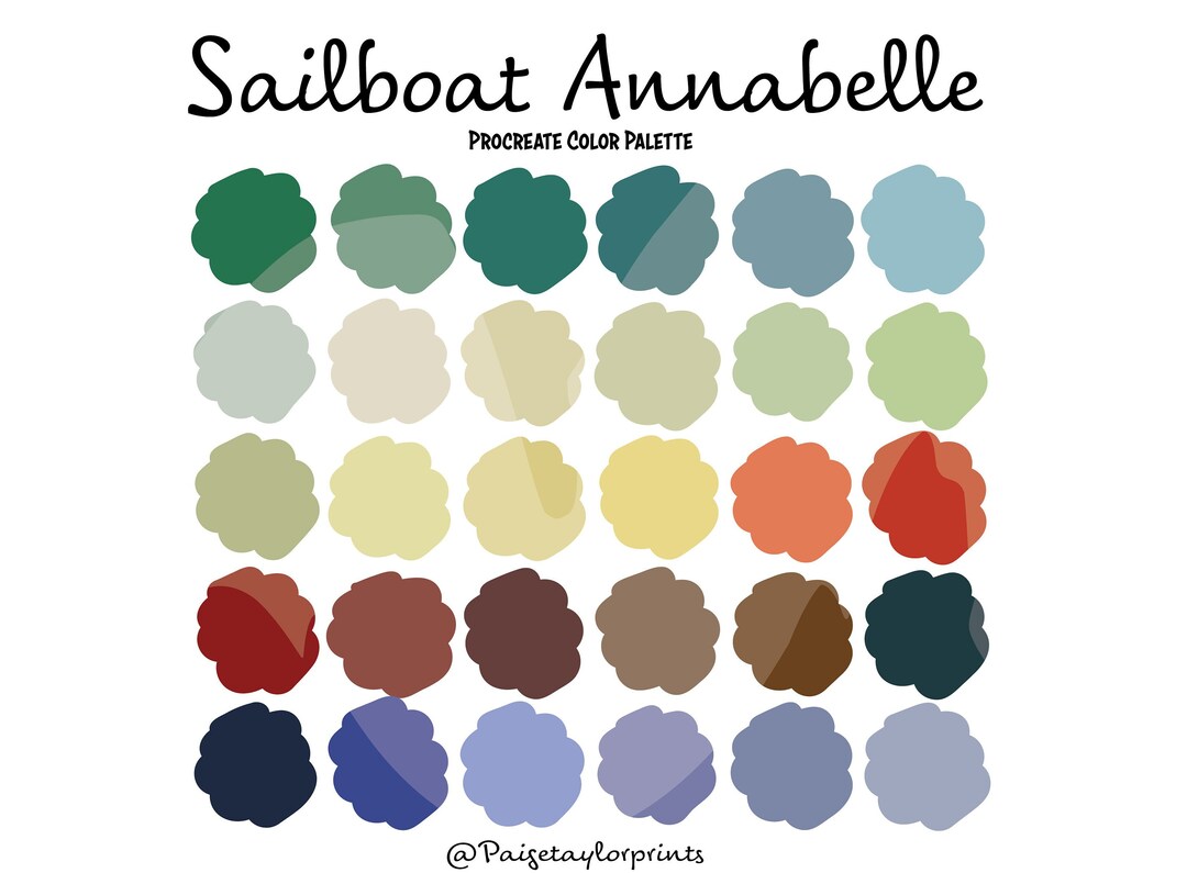 Sailboat Annabelle Procreate Color Palette, Colorful Palette, Color ...