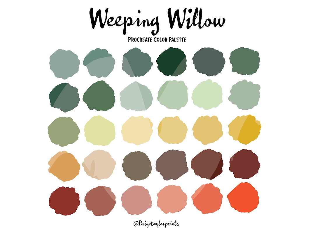 Weeping Willow Procreate Color Palette, Colorful Palette, Color Palette ...