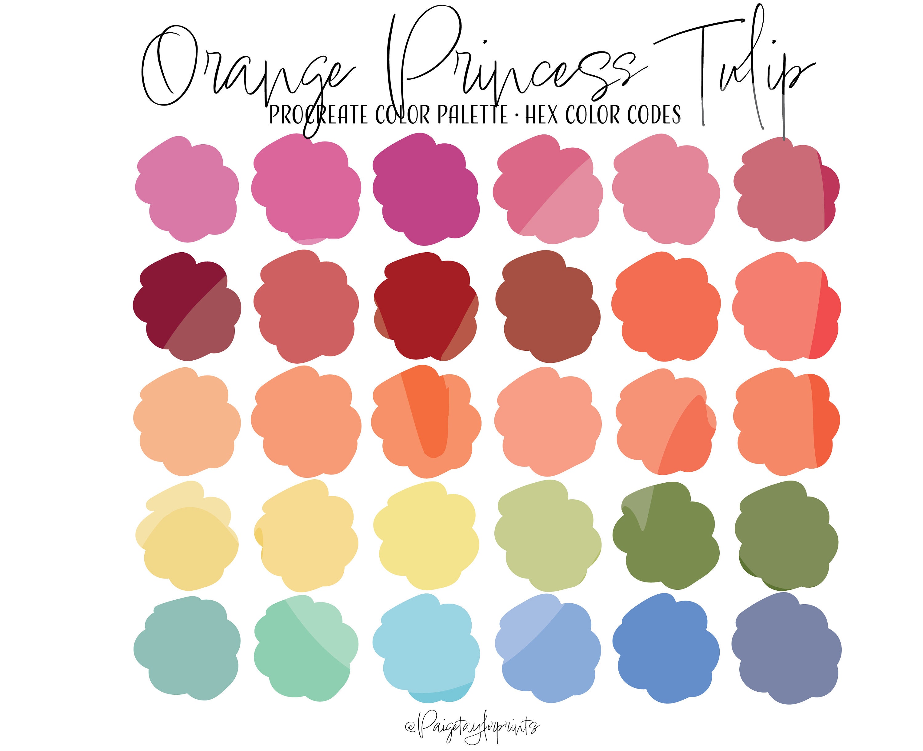 Orange Princess Tulip Procreate Color Palette, Colorful Palette, Color ...