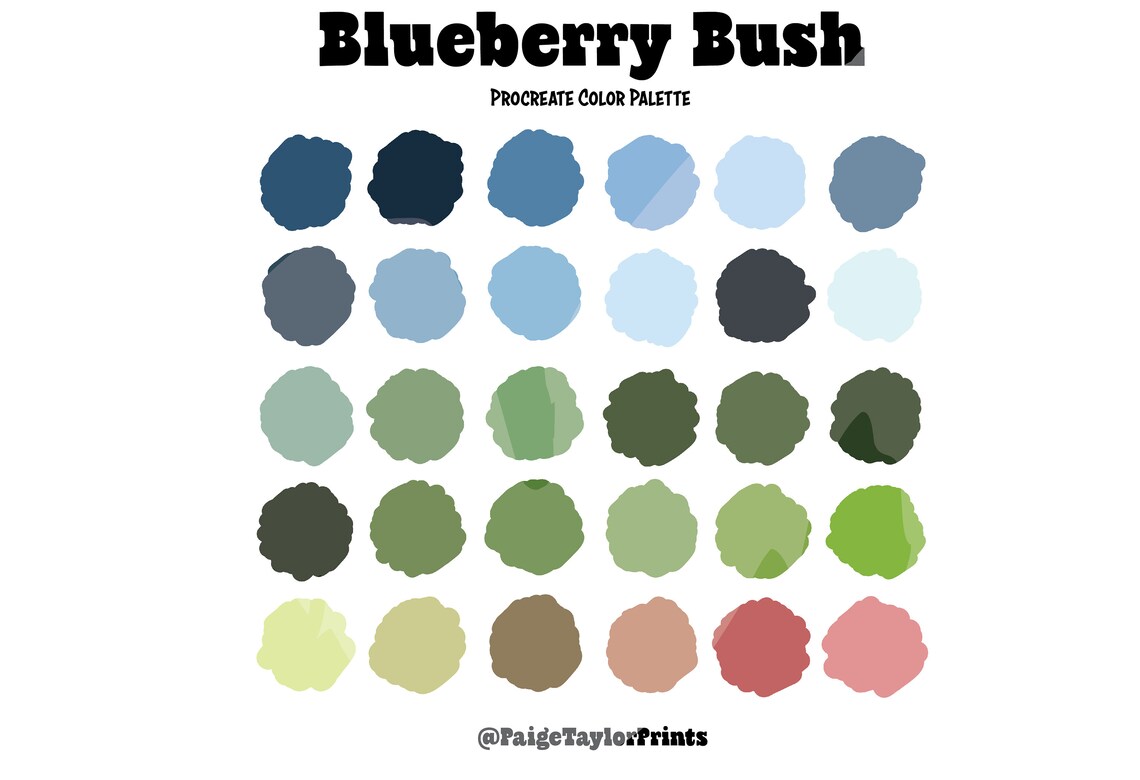 Blueberry Bush Procreate Color Palette, Colorful Palette, Color Palette ...