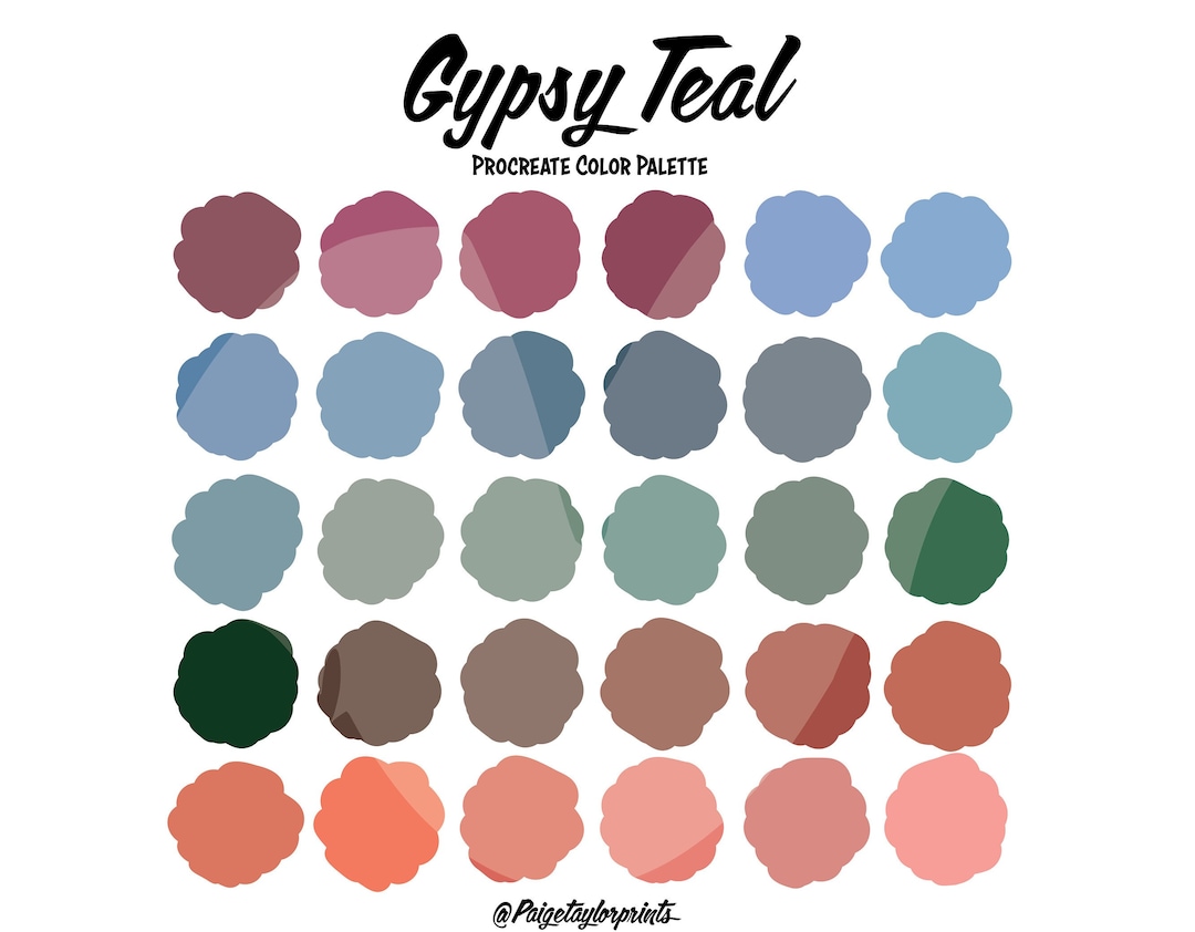 Gypsy Teal Procreate Color Palette, Colorful Palette, Color Palette ...