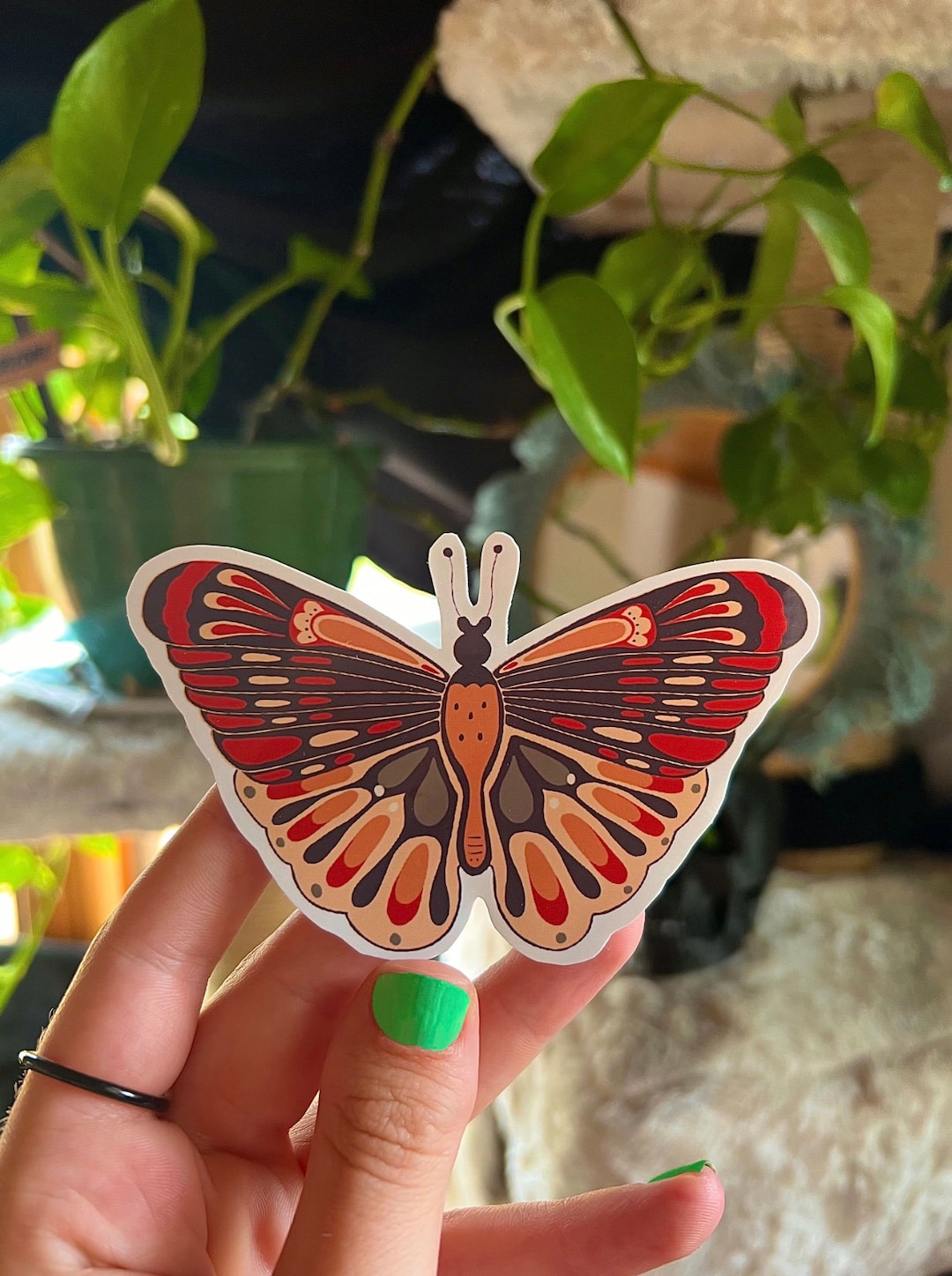 Boho Red Butterfly Sticker - Etsy