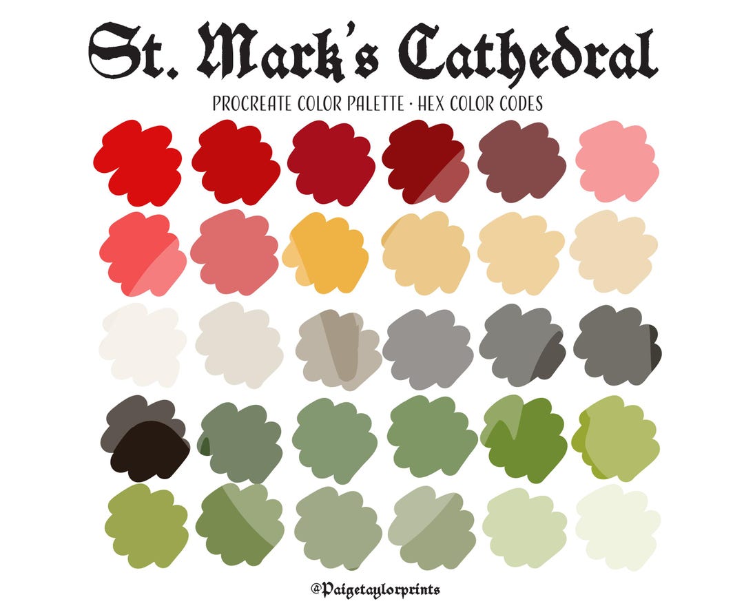 St. Mark's Cathedral Procreate Color Palette, Colorful Palette, Color ...
