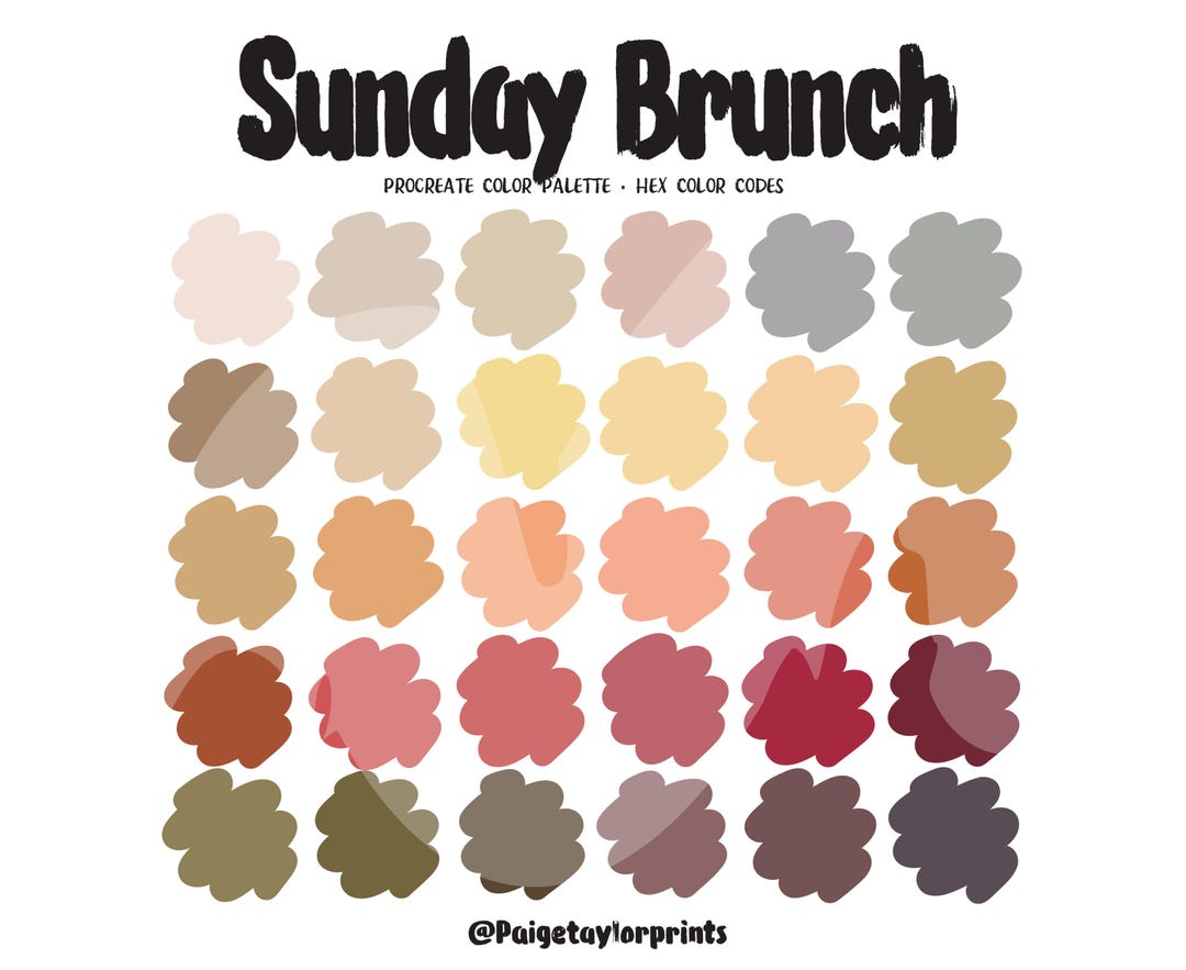 Sunday Brunch Procreate Color Palette, Digital Art Color Combo - Etsy