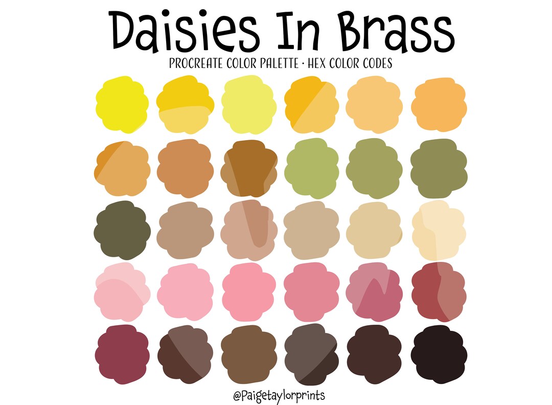 Daisies in Brass Procreate Color Palette, Colorful Palette, Color ...