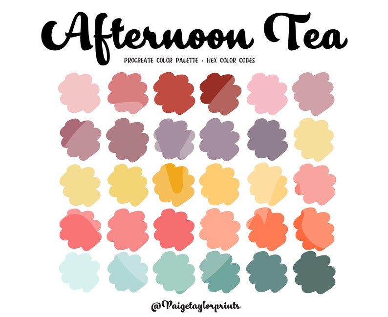 Afternoon Tea Procreate Color Palette, Colorful Palette, Color Palette ...