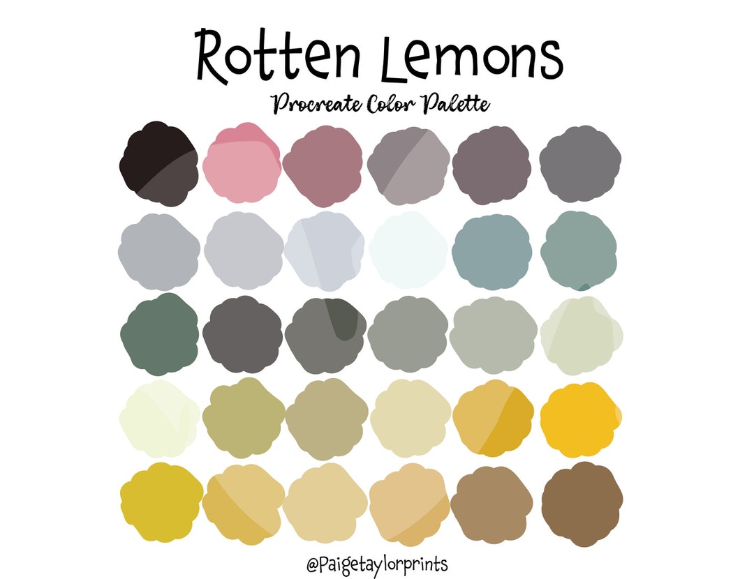 Rotten Lemons Procreate Color Palette, Colorful Palette, Color Palette ...