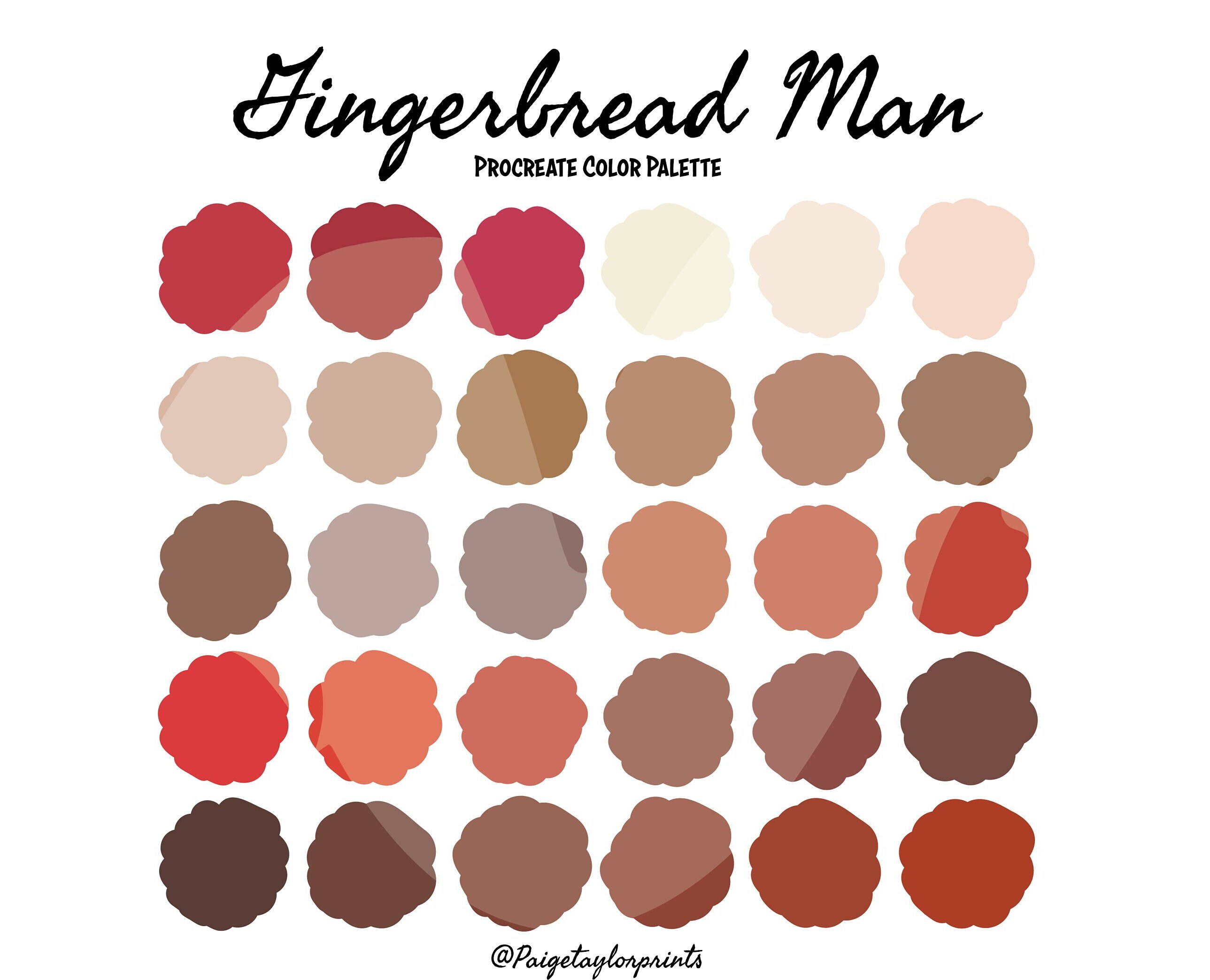 Gingerbread Man Procreate Color Palette, Colorful Palette, Color ...