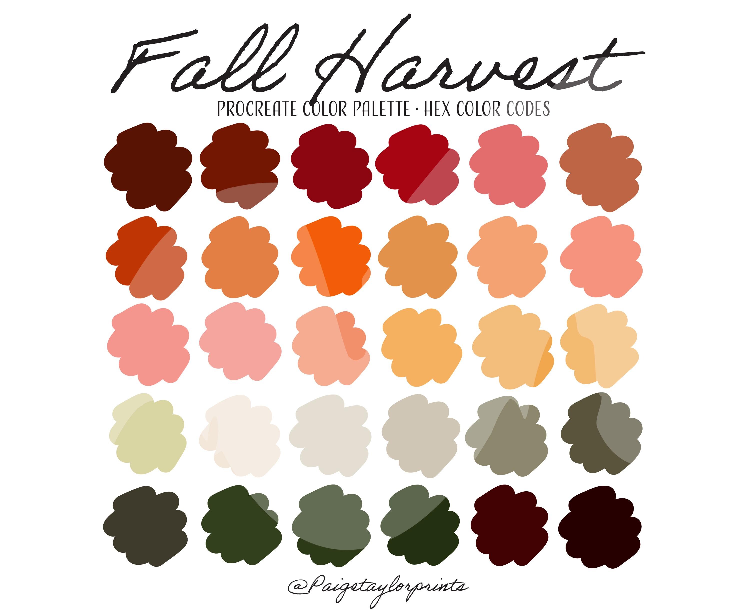 Fall Harvest Procreate Color Palette, Colorful Palette, Color Palette ...