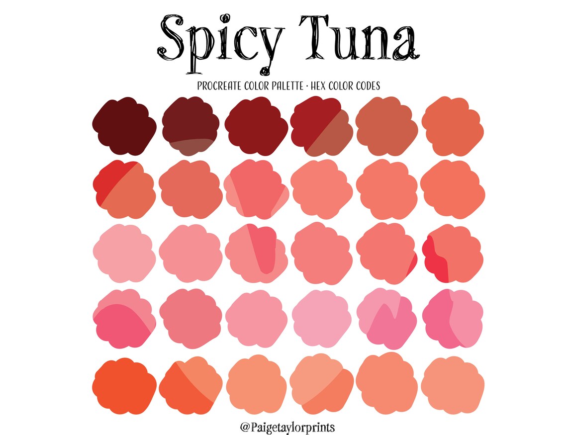 Spicy Tuna Procreate Color Palette, Colorful Palette, Color Palette ...