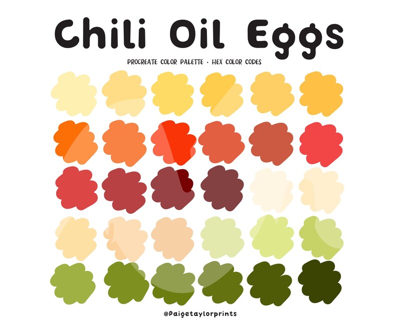 Chili Oil Eggs Procreate Color Palette, Colorful Palette, Color Palette ...