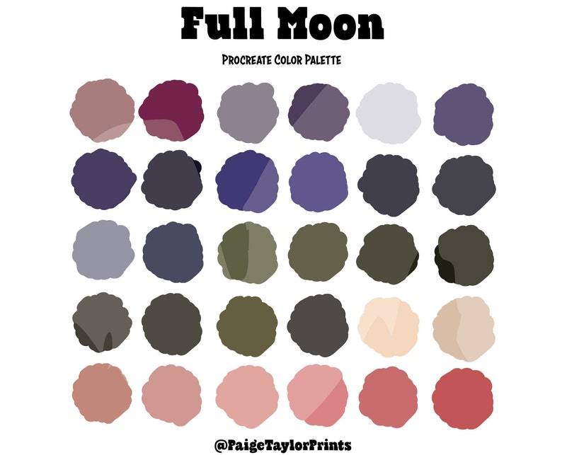 Full Moon Procreate Color Palette, Colorful Palette, Color Palette ...