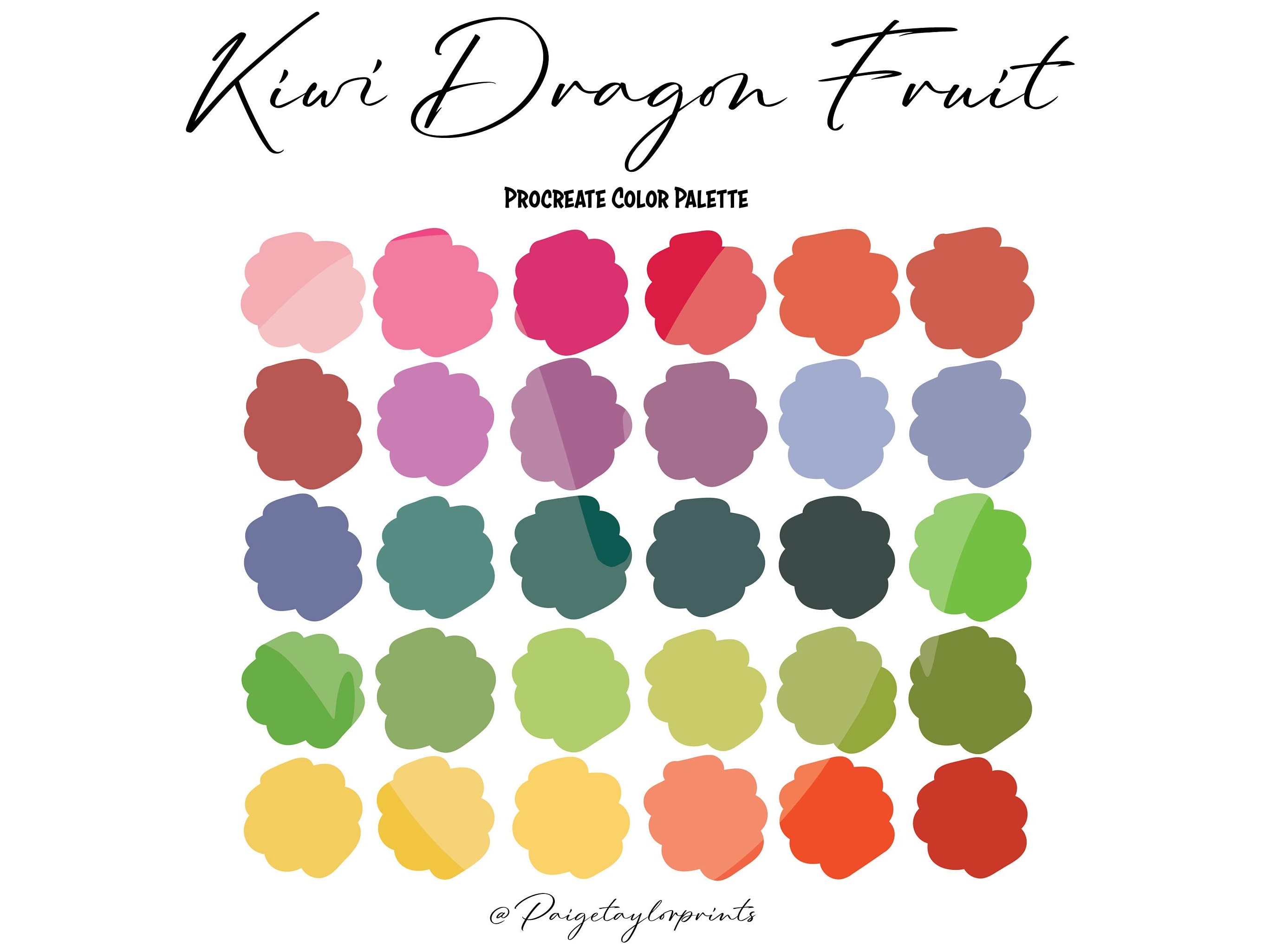 Kiwi Dragon Fruit Procreate Color Palette, Colorful Palette, Color ...
