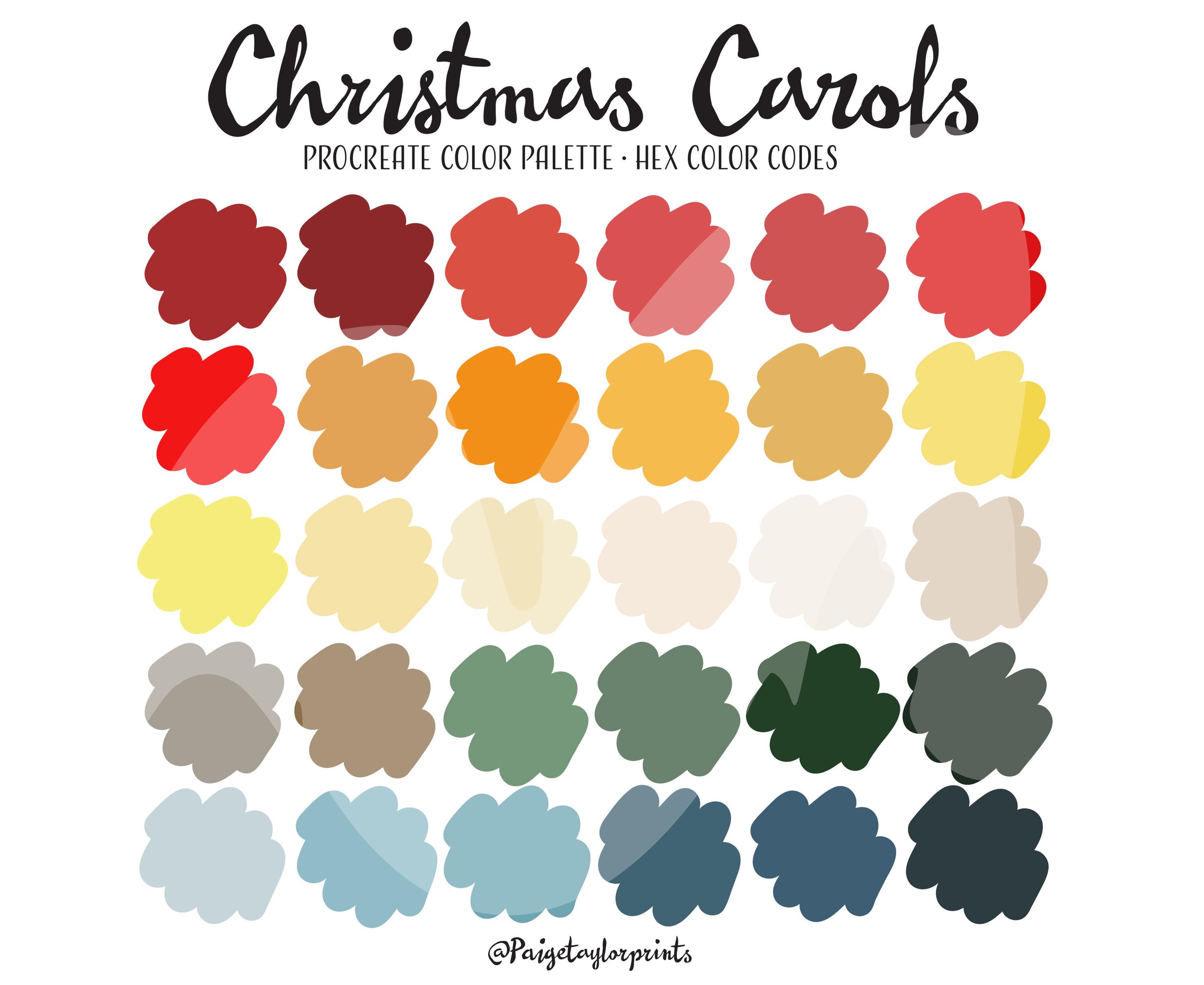 Christmas Carols Procreate Color Palette, Colorful Palette, Color ...