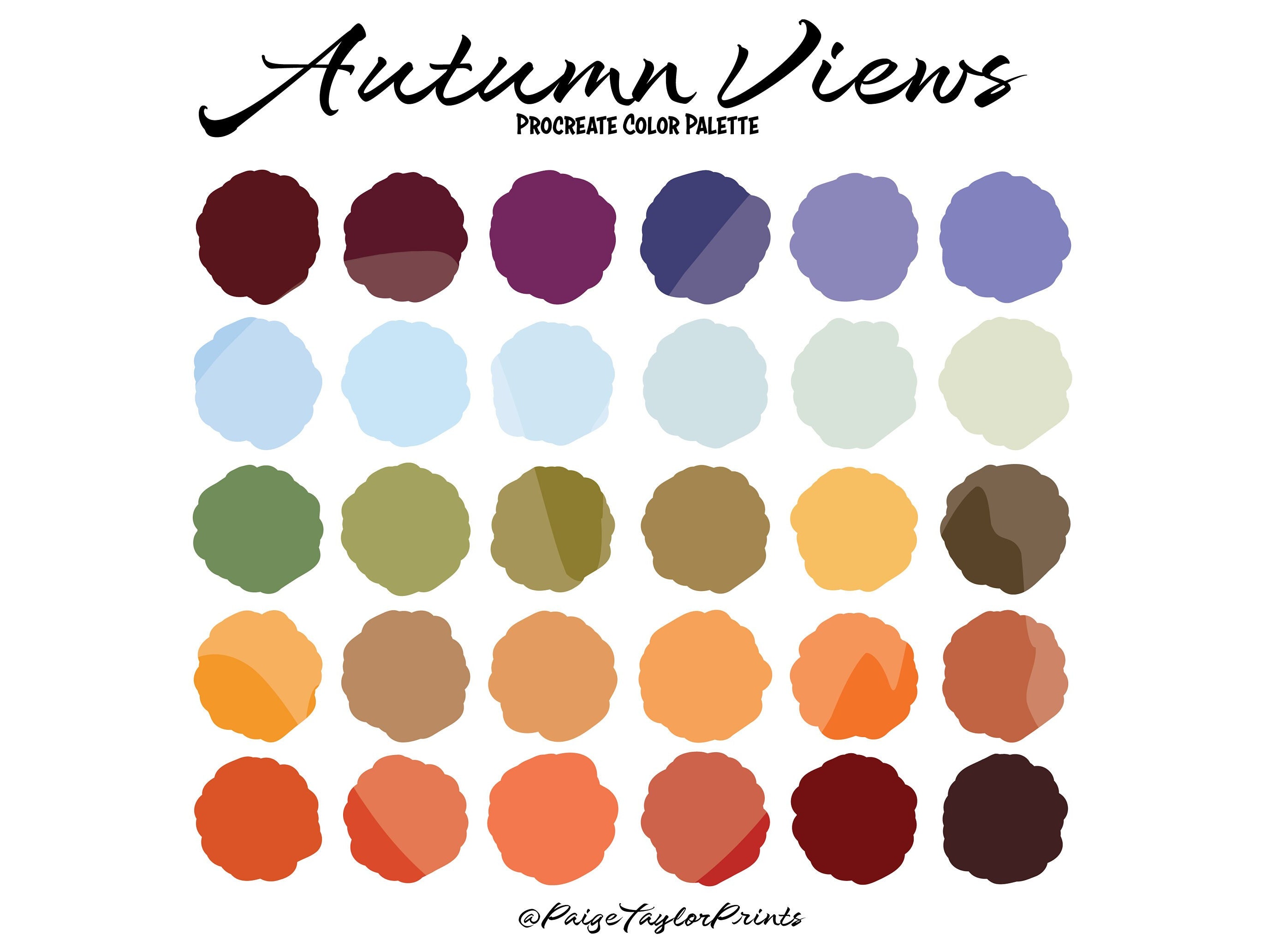 Autumn Views Procreate Color Palette, Colorful Palette, Color Palette ...