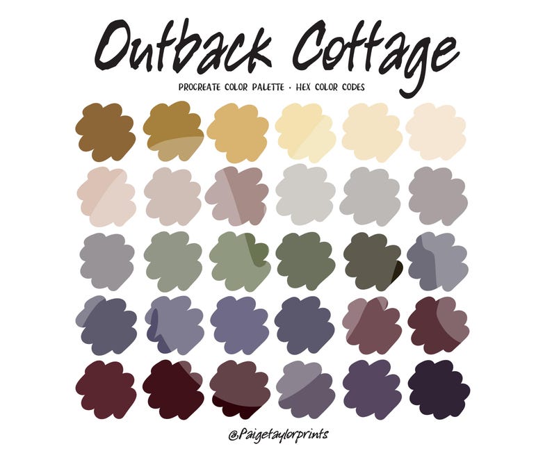 Outback Cottage Procreate Color Palette, Digital Art Color Inspiration ...