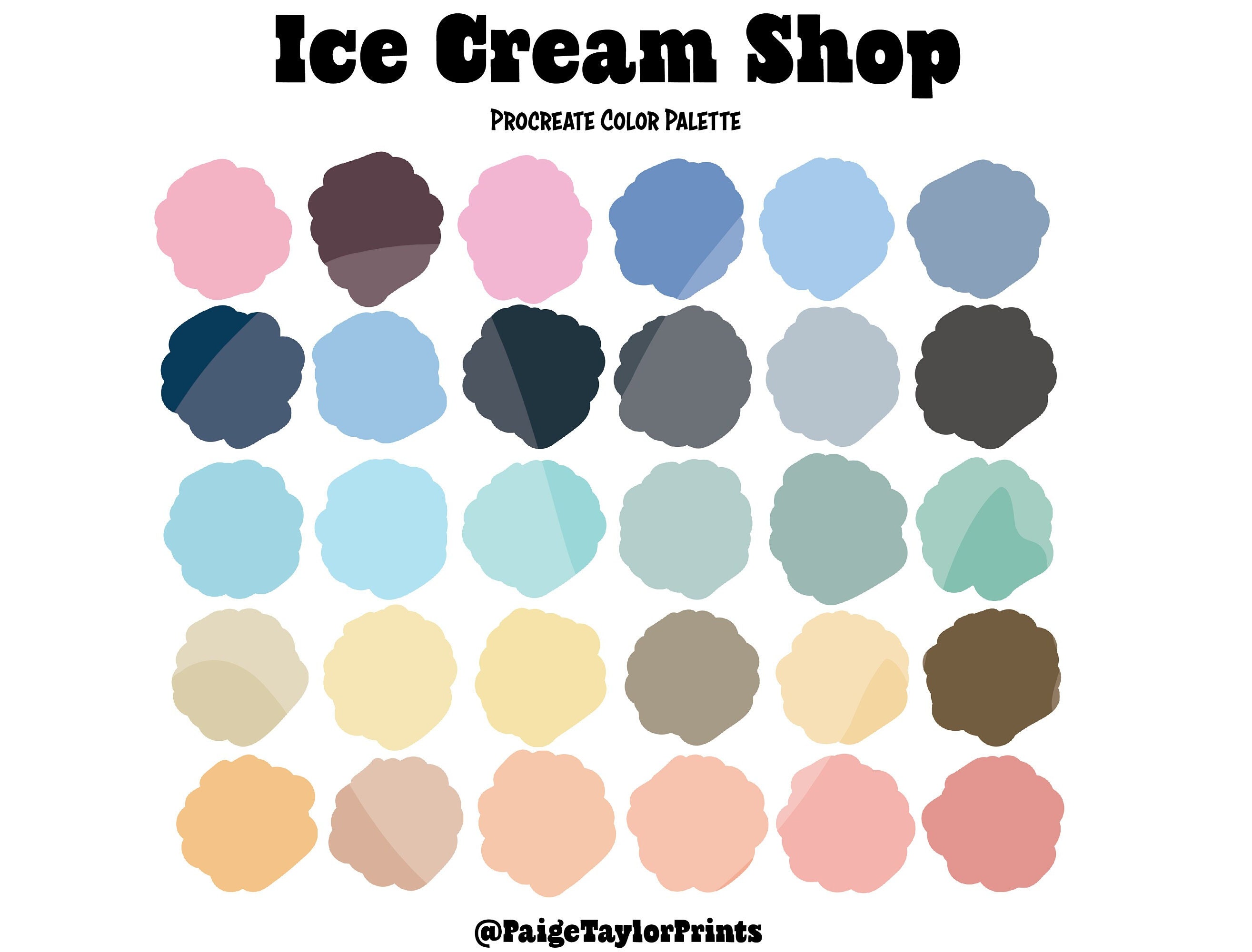 Ice Cream Shop Procreate Color Palette, Colorful Palette, Color Palette ...