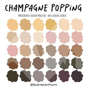 Champagne Popping Procreate Color Palette, Colorful Palette, Color ...