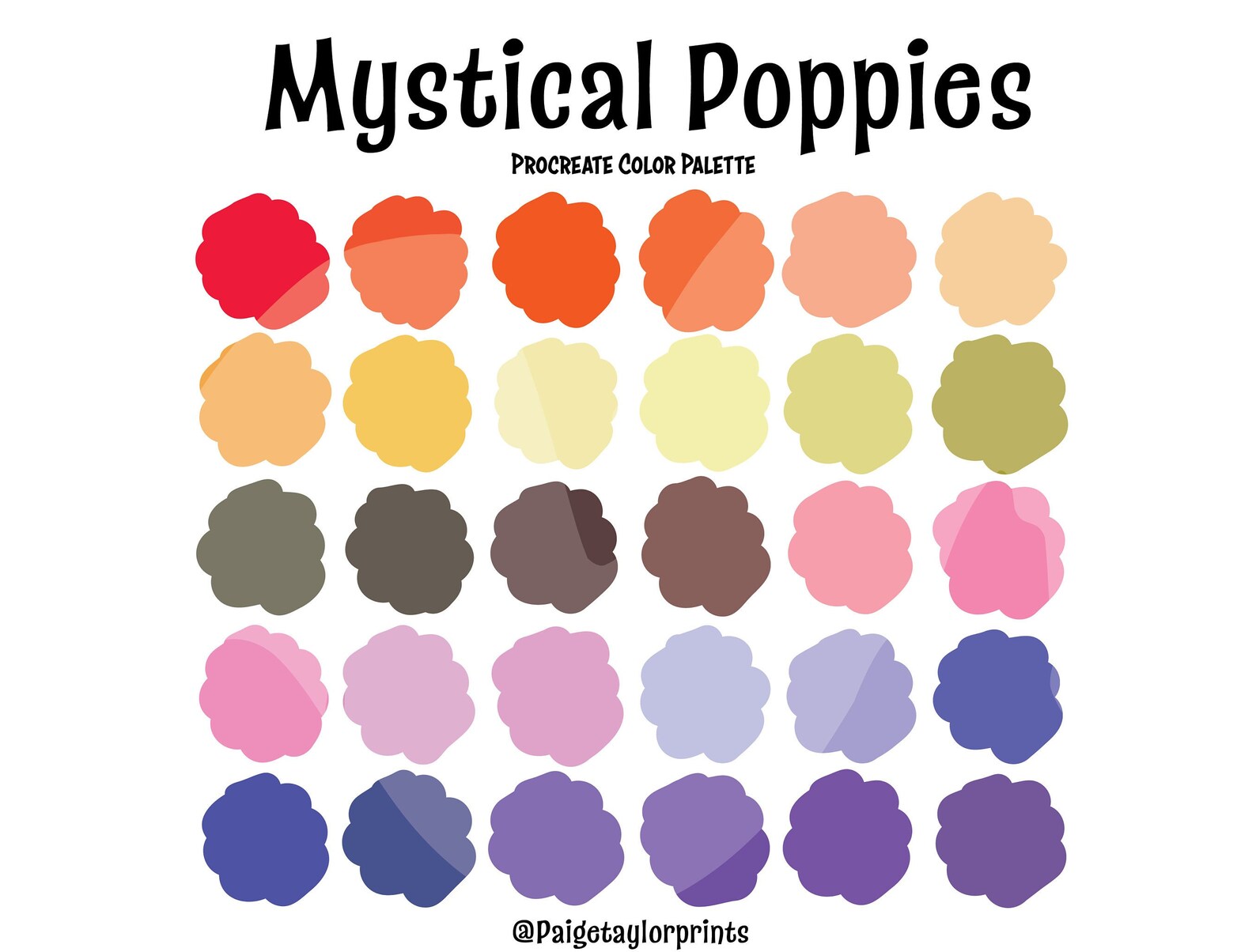Mystical Poppies Procreate Color Palette, Colorful Palette, Color ...