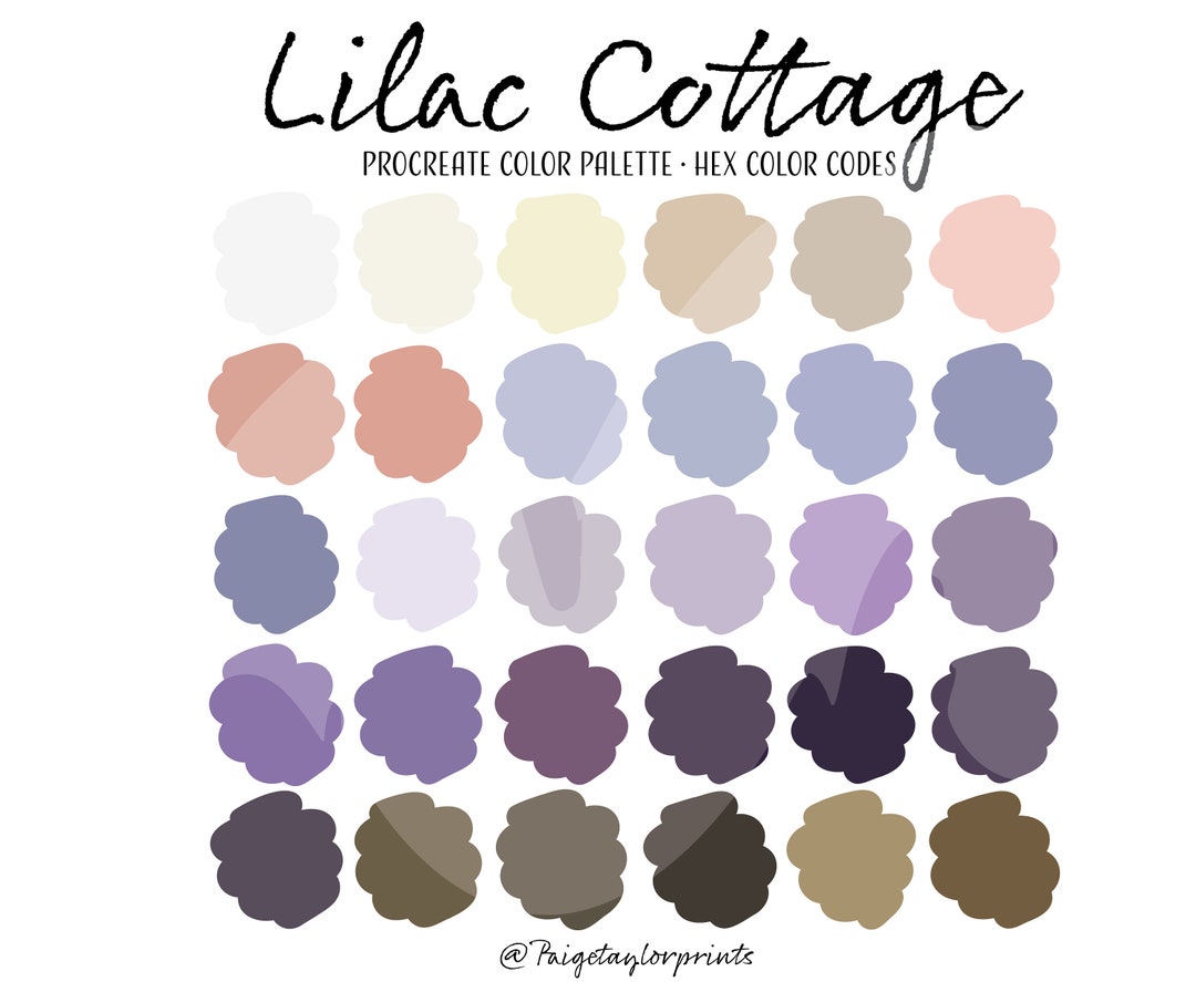Lilac Cottage Procreate Color Palette, Colorful Palette, Color Palette ...