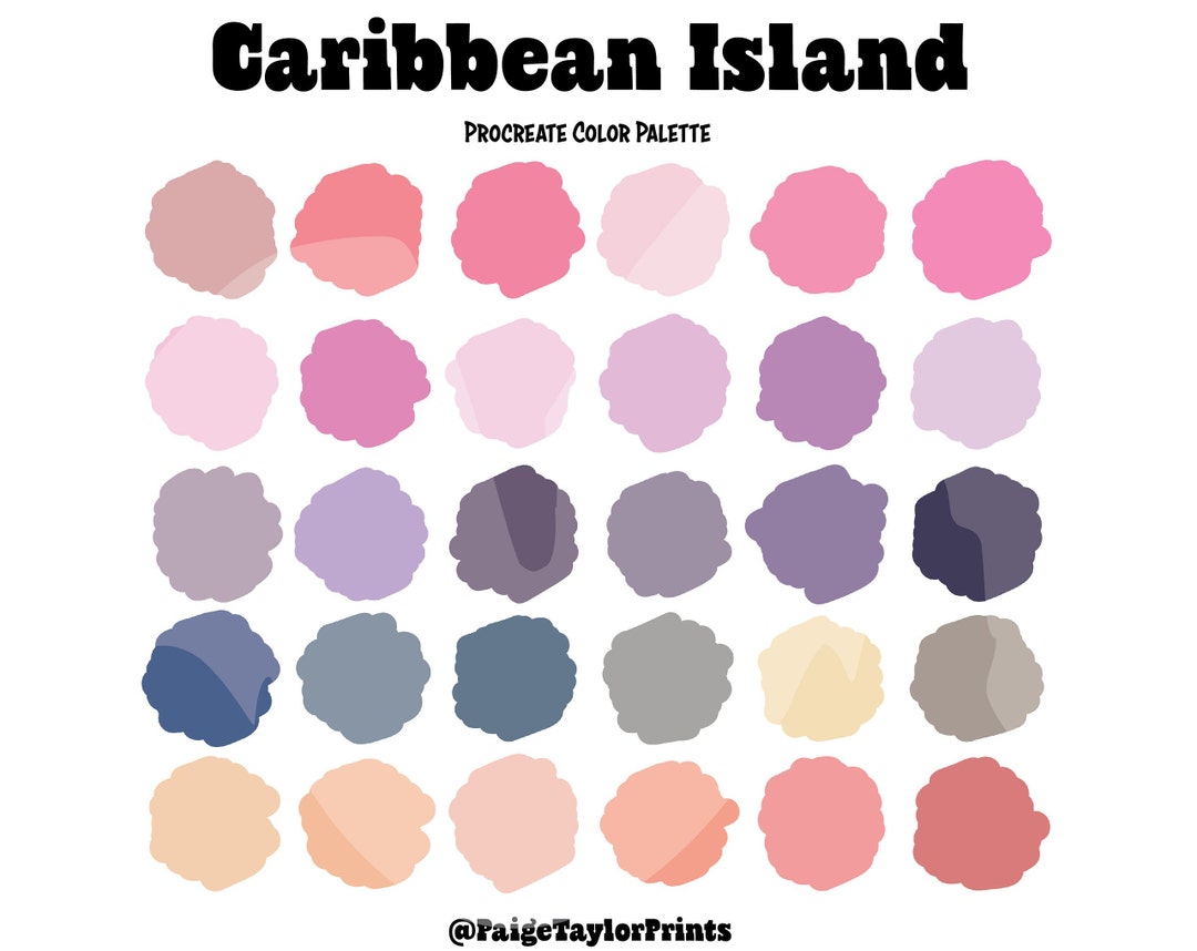 Caribbean Island Procreate Color Palette, Colorful Palette, Color ...