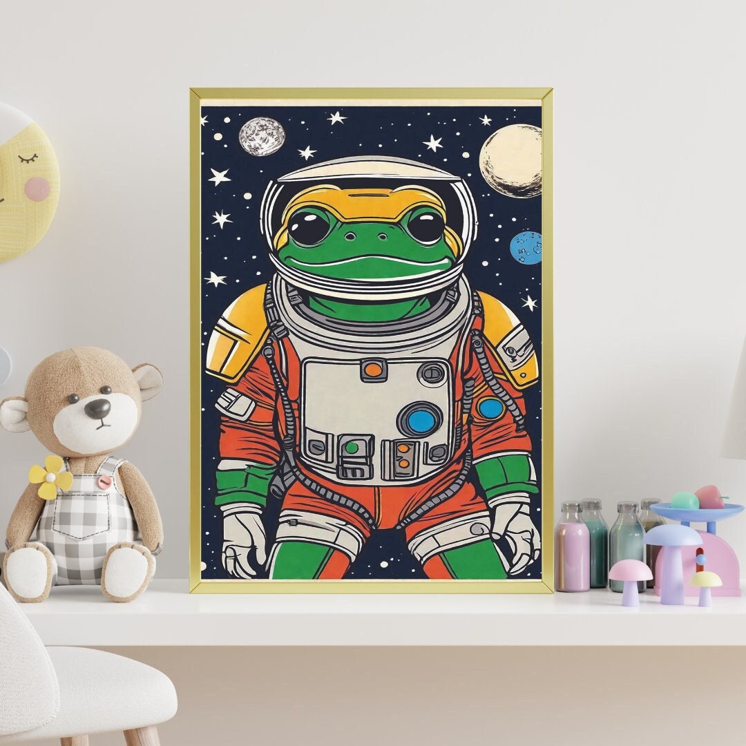 Astronaut Frog Printable Wall Art Design - Etsy