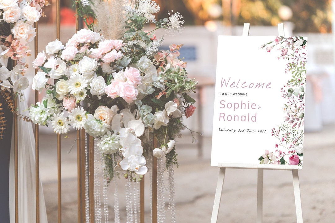 Wildflower Welcome Sign, Modern Welcome Sign Template, Printable ...