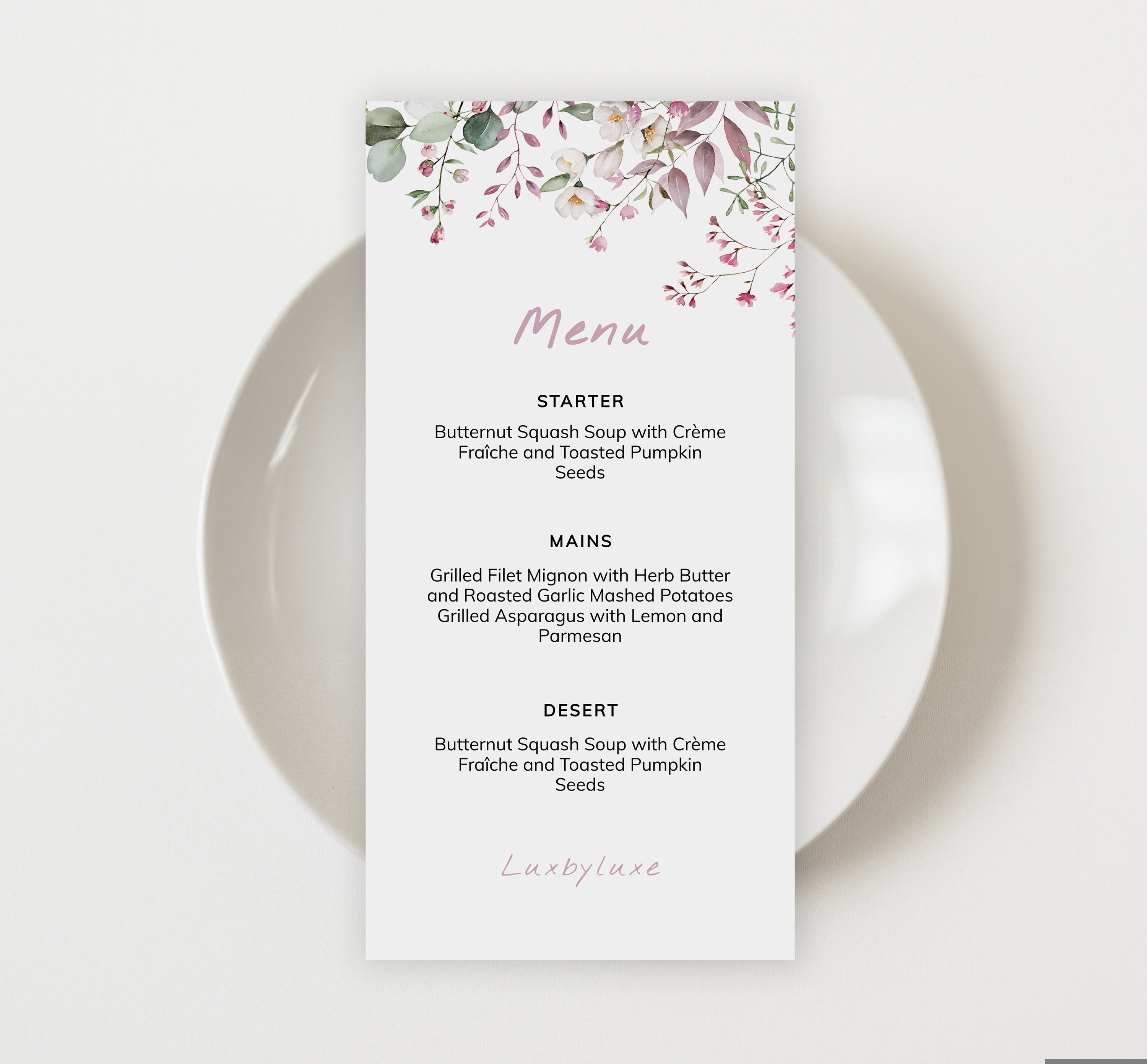 Printable Table Menu, Wildflower Menu Design, 4x8 Templett Menu ...