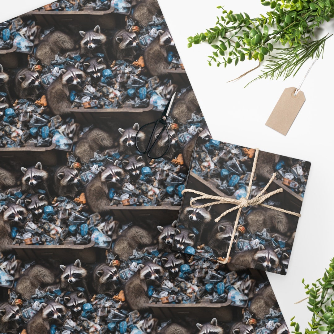 Racoons in the Garbage Wrapping Paper - Etsy