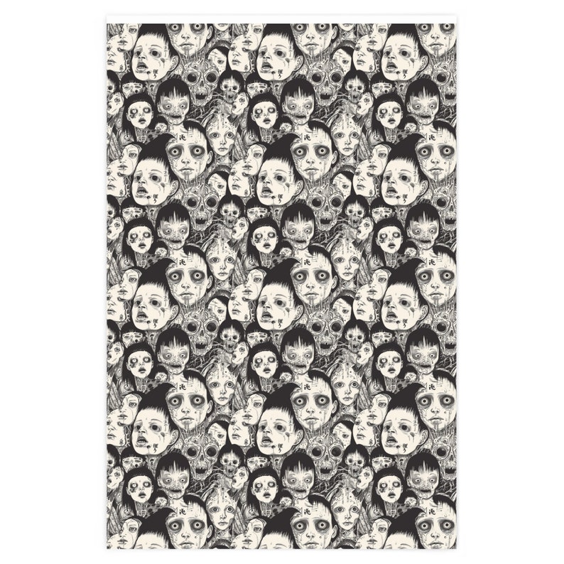 Horror Manga Wrapping Paper Junji Ito Inspired Bizarre Gift Wrap Evil ...