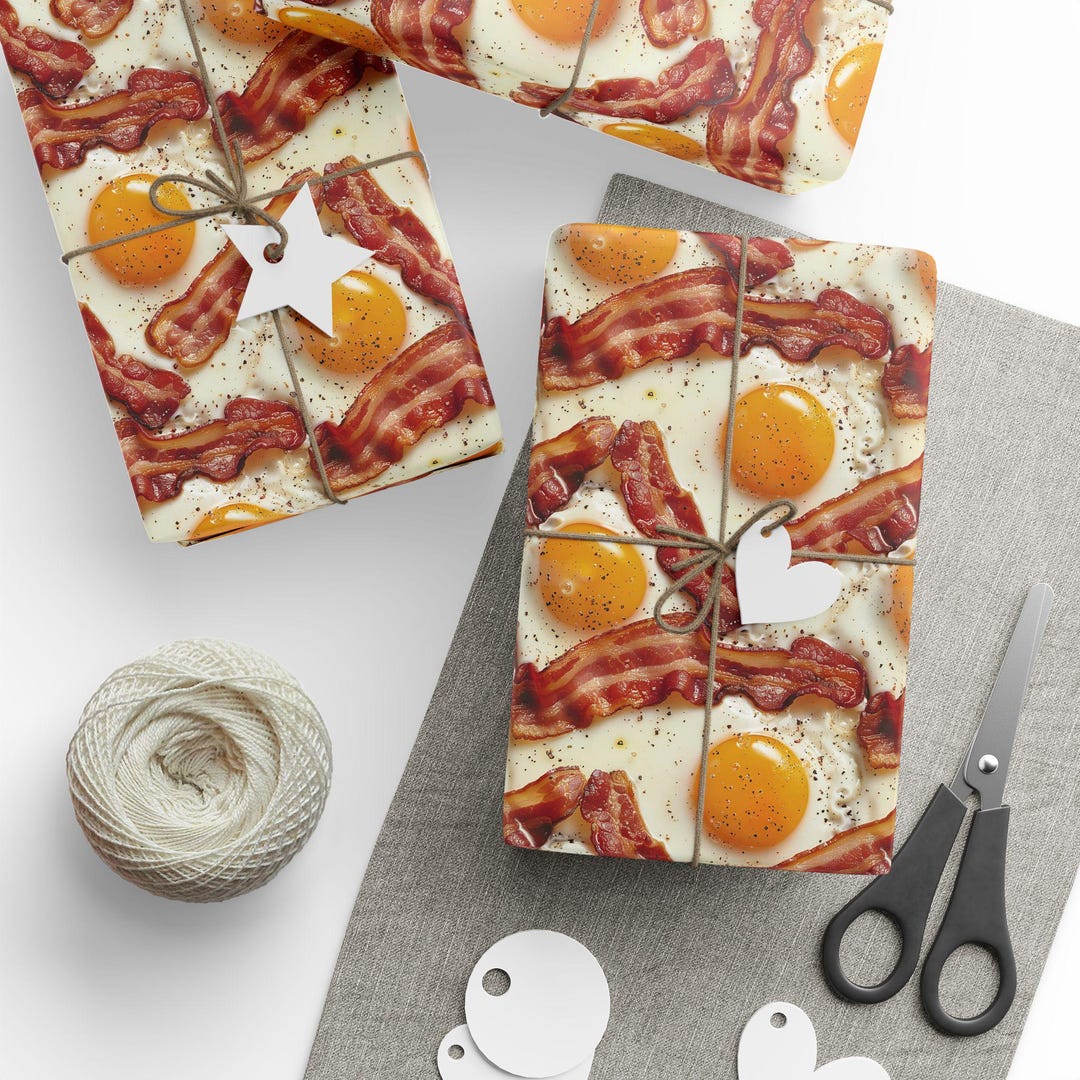 Wrapping Papers, Bacon and Eggs Pattern Design, Gift Wrap Roll, Food ...