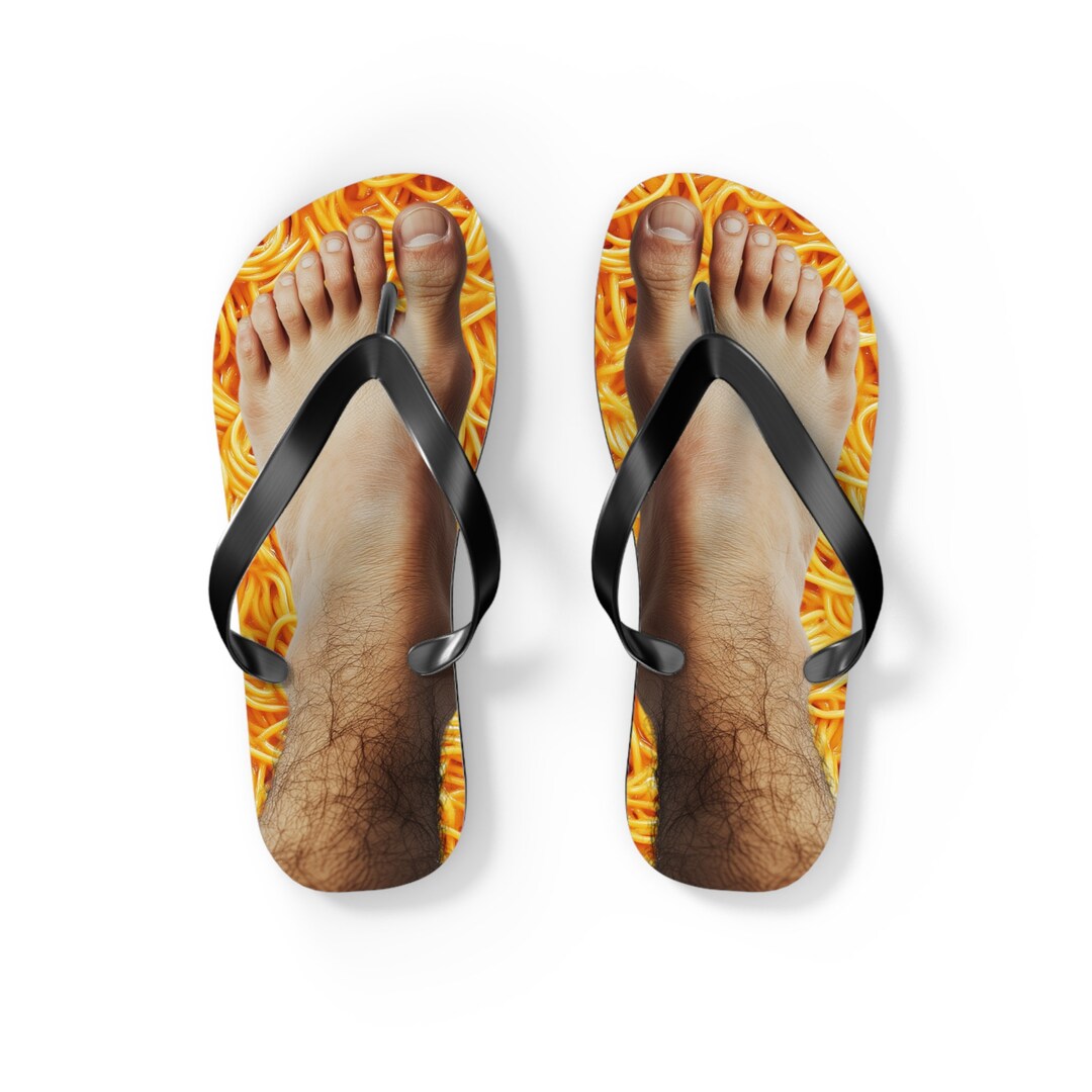 Too Many Toes Cheese Spaghetti Flip Flops Fun Weird Gift for Mom ...