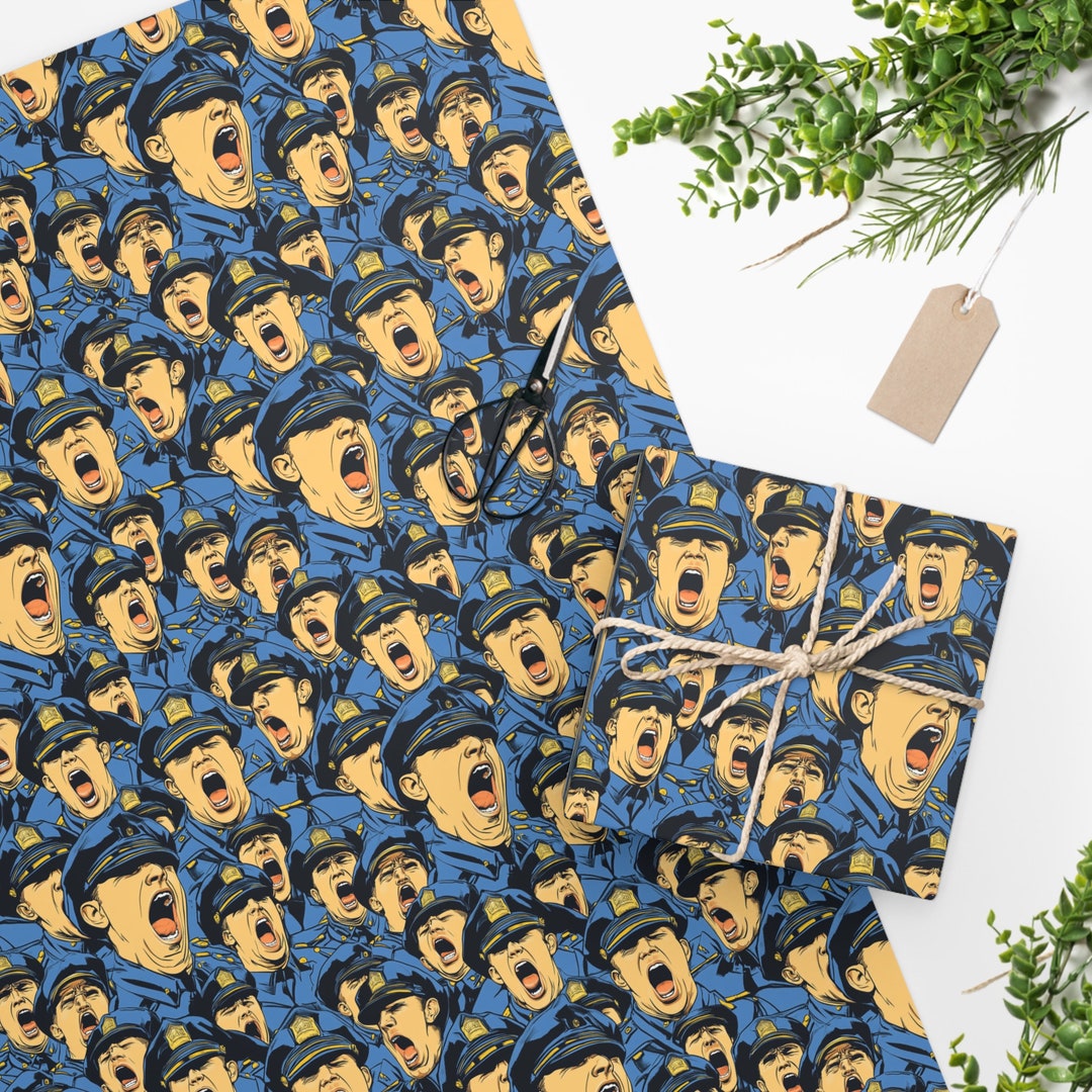 Police Shouting Wrapping Paper Loud Constables Giftwrap Yelling ...