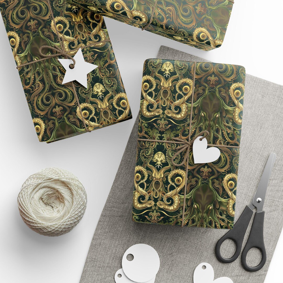 Cthulhu Art Nouveau Wrapping Papers, Elder God Lovecraftian Gift Wrap ...