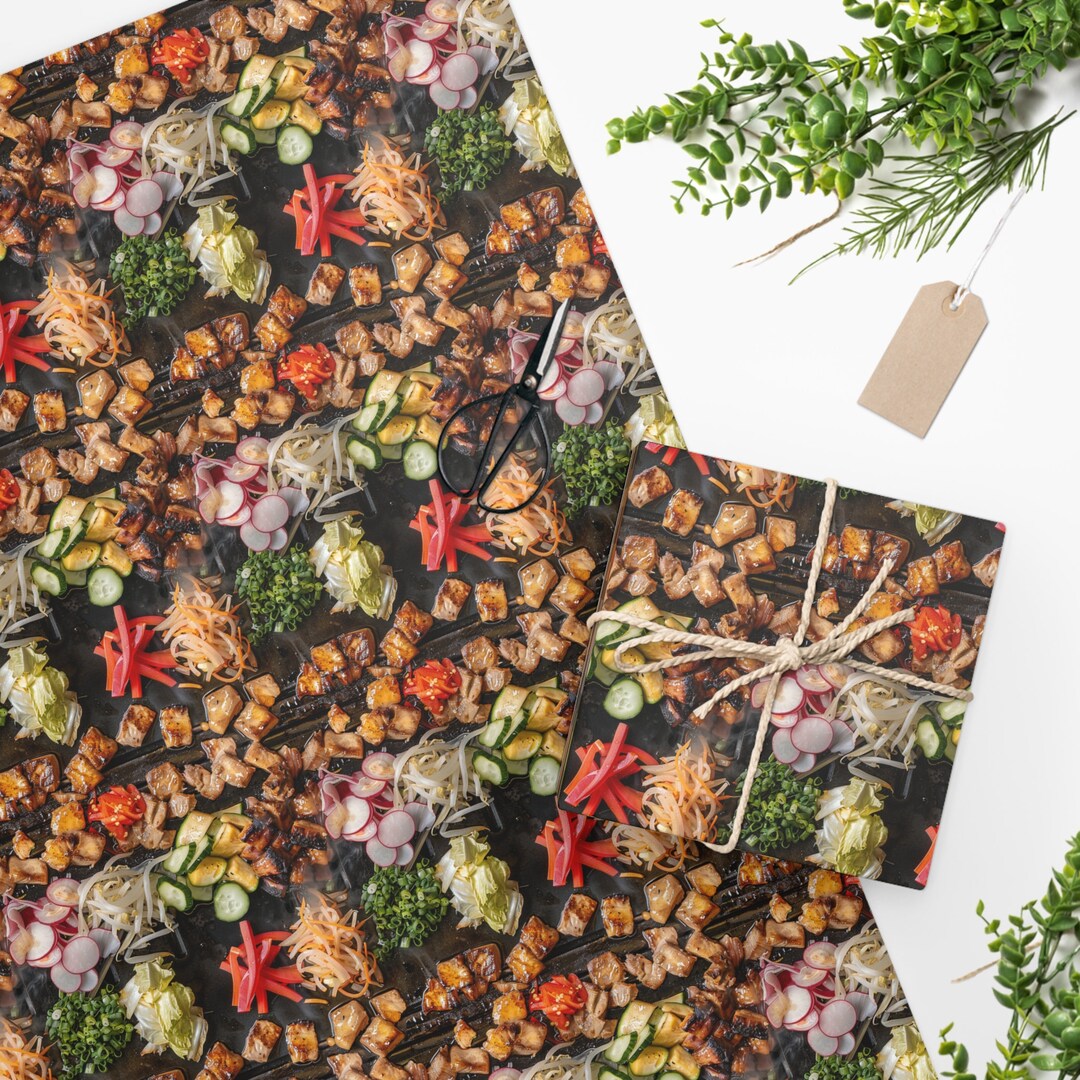 Hibachi Wrapping Paper Food Gift Wrap Asian Food Lover Gift Funny ...