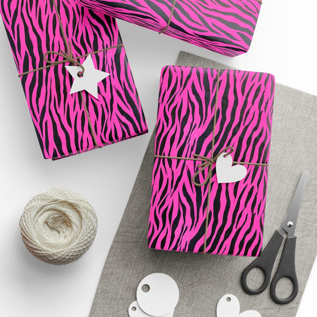 Zebra Skin Wrapping Papers, 80s Style Dayglo Giftwrap, Hot Pink Gift ...