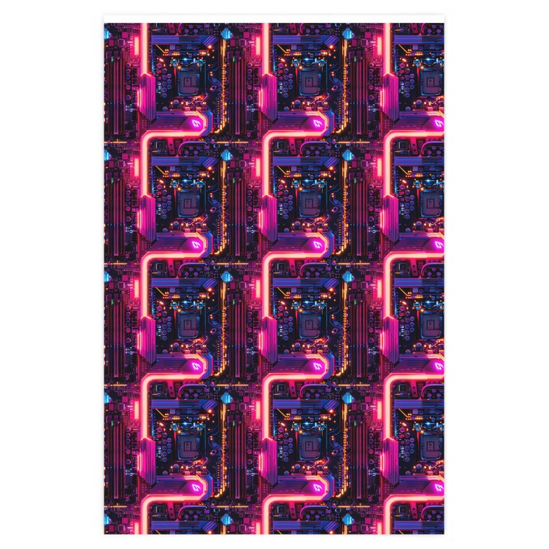 Cyberpunk Motherboard Wrapping Paper Tech Gift Wrap Computer Dork ...