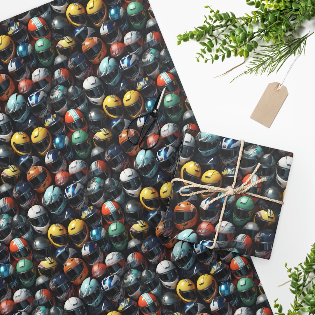 Rev up the Fun: Motorcycle Helmet Inspired Wrapping Paper for Biker ...