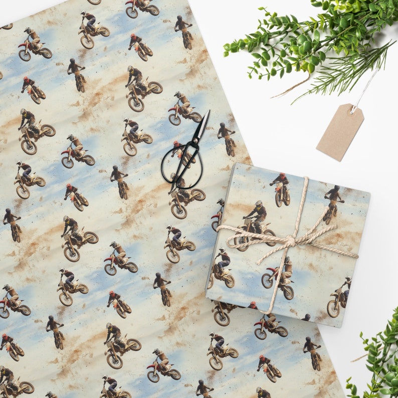 Dirt Bike Jumps Wrapping Paper Motorsports Fan Gifwrap Motorcycles ...