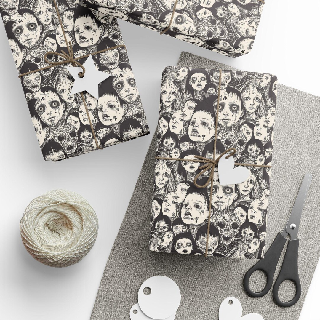 Wrapping Papers, Japanese Horror Manga Design, Junji Ito Wrap, Spooky ...