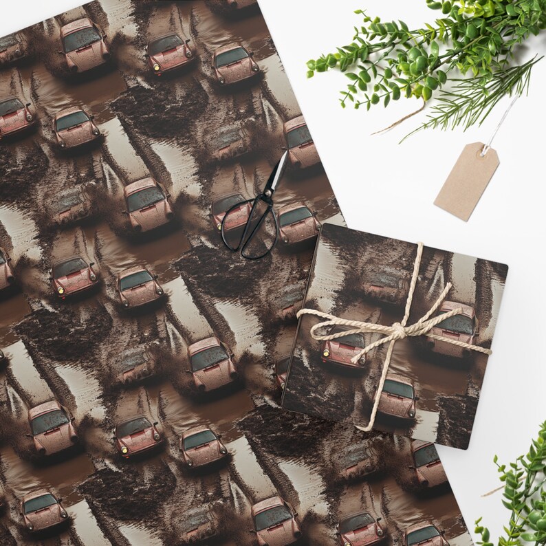 Mud Ridin Porsches Wrapping Paper Funny Car Fan Giftwrap Dirt Track ...