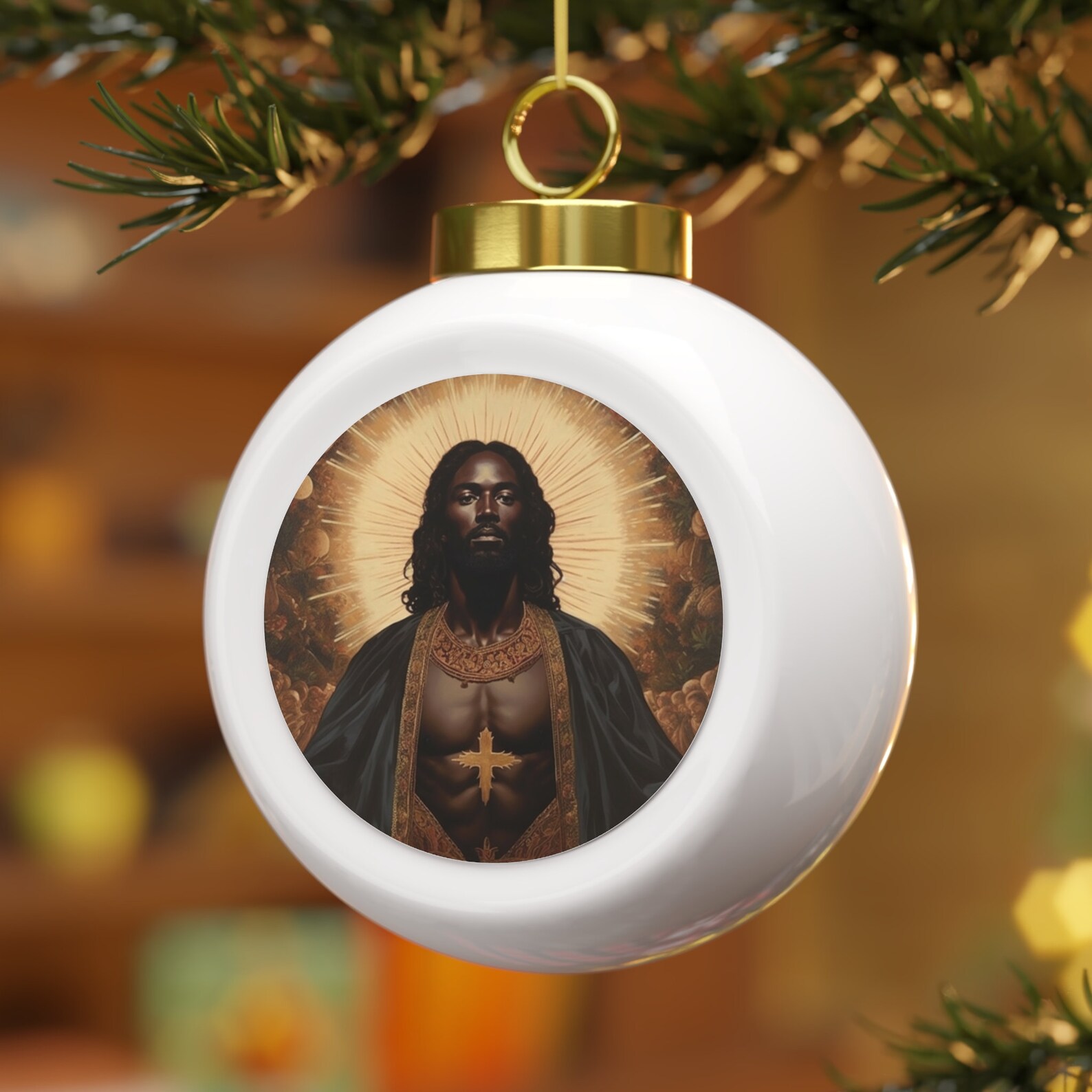 Black Jesus Christmas Ball Ornament - Etsy