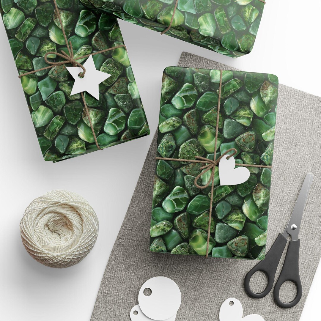 Jade Stone Pattern Wrapping Papers | Green Gemstone Gift Wrap Rolls - Etsy
