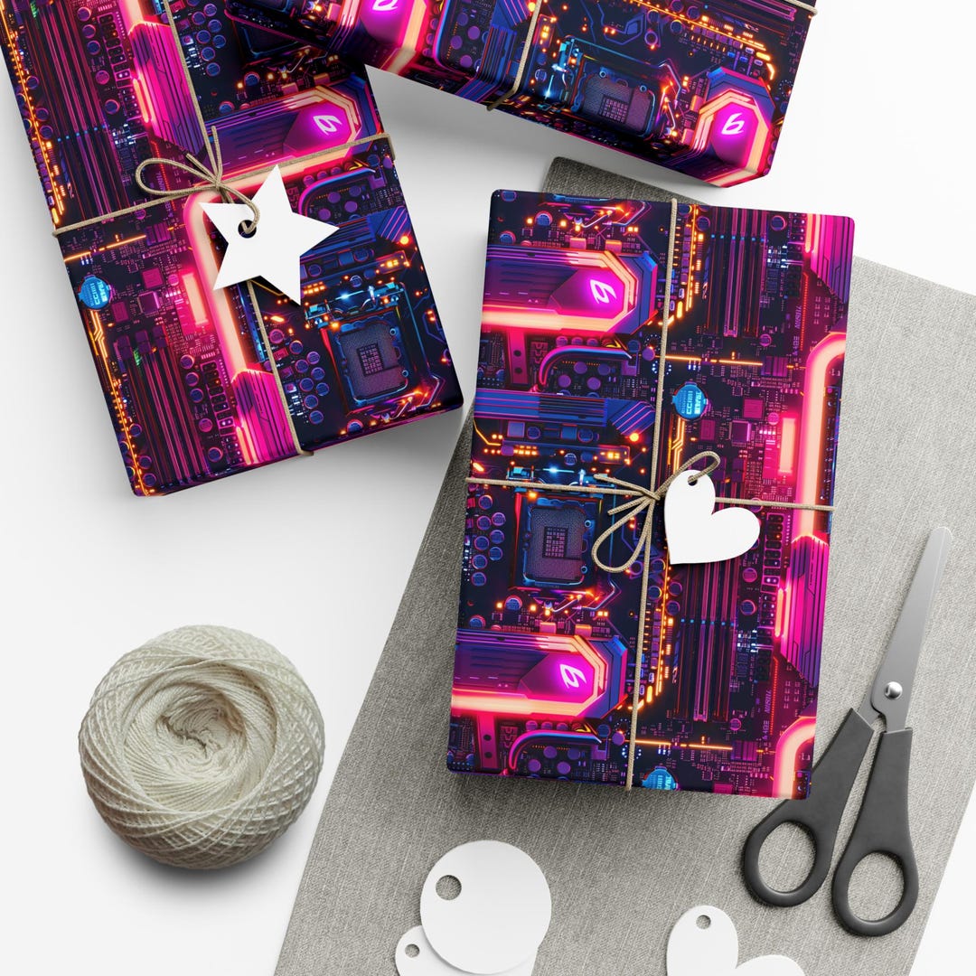 Cyberpunk Motherboard Gift Wrap Papers Computer Fan Gift Wrap IT ...