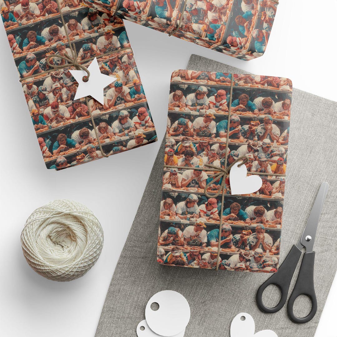 Wrapping Papers - Hot Dog Eating Contest Gift Wrap, Festival Food Party ...