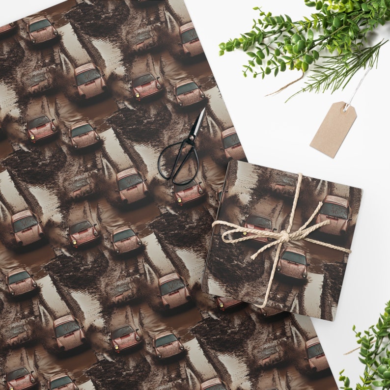 Mud Ridin Porsches Wrapping Paper Funny Car Fan Giftwrap Dirt Track ...