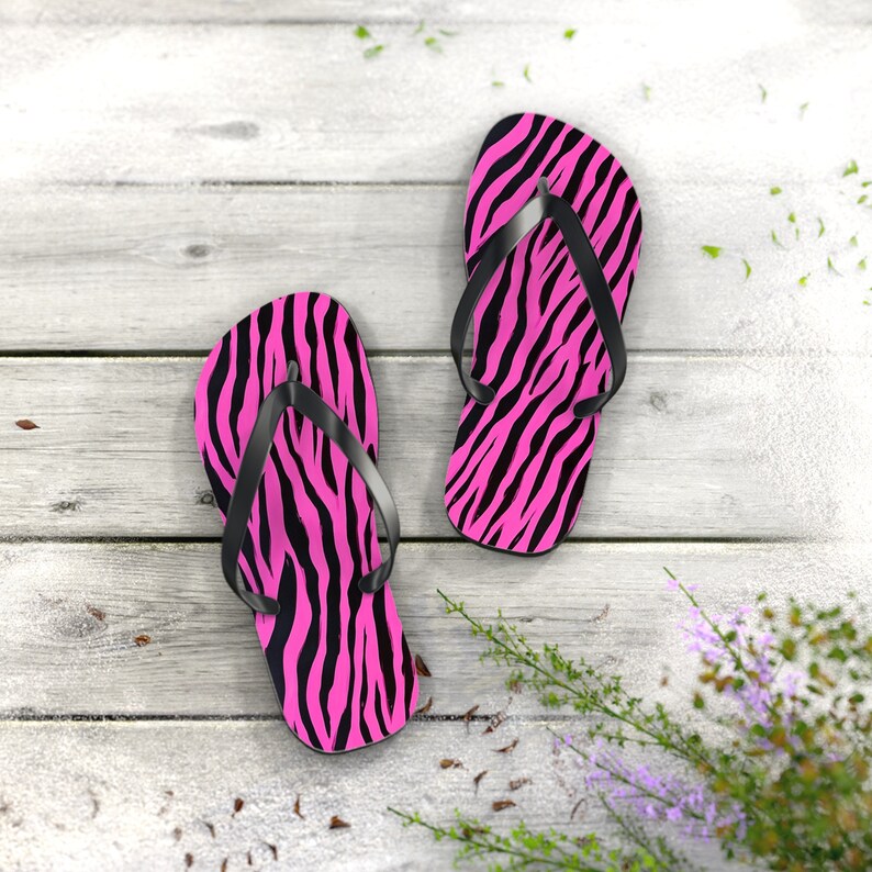 Pink Zebra Flip Flops Fun Animal Print Flip Flops for Winners Gift for ...